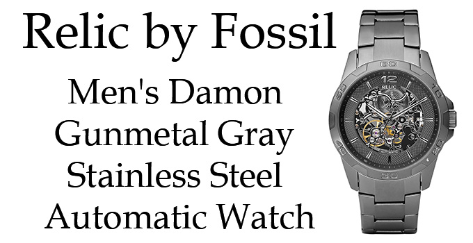 Relic by Fossil, Men's Damon Gunmetal Gray Stainless Steel Automatic ...